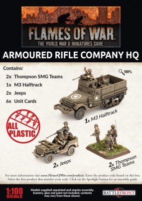 Flames of War Late War USA Armoured Rifle Company HQ (Plastic) (UBX74 ...