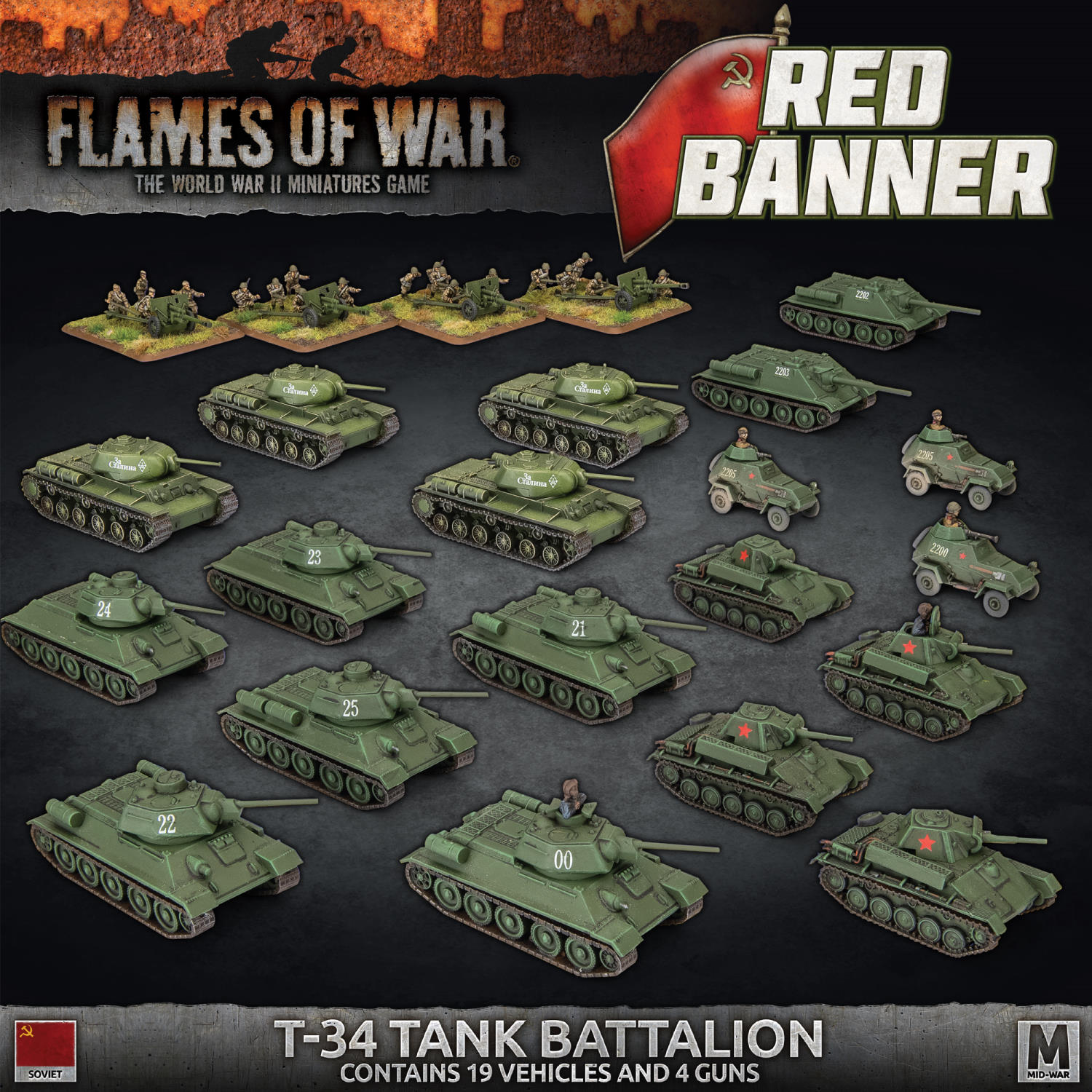 Flames of War Mid War Soviet Red Banner T-34 Tank Battalion (SUAB15 ...
