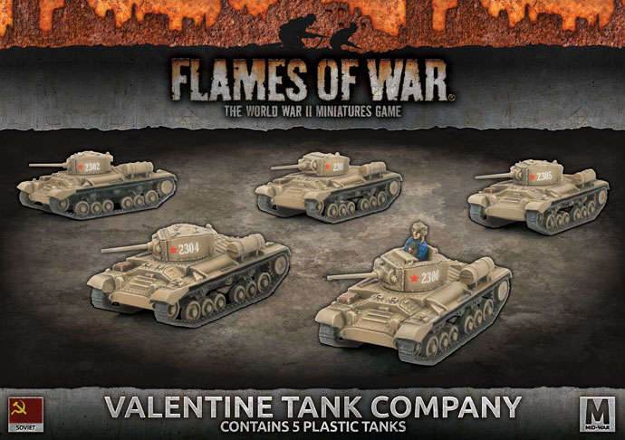 Flames of War Mid War Soviet Union Valentine Tank Company (x5 Plastic ...